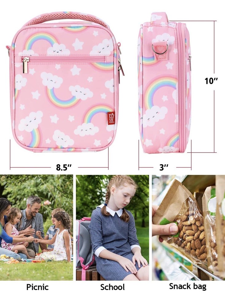 Lunch Box for Kids Girls Insulated Lunch Bag with Shoulder Strap and ...