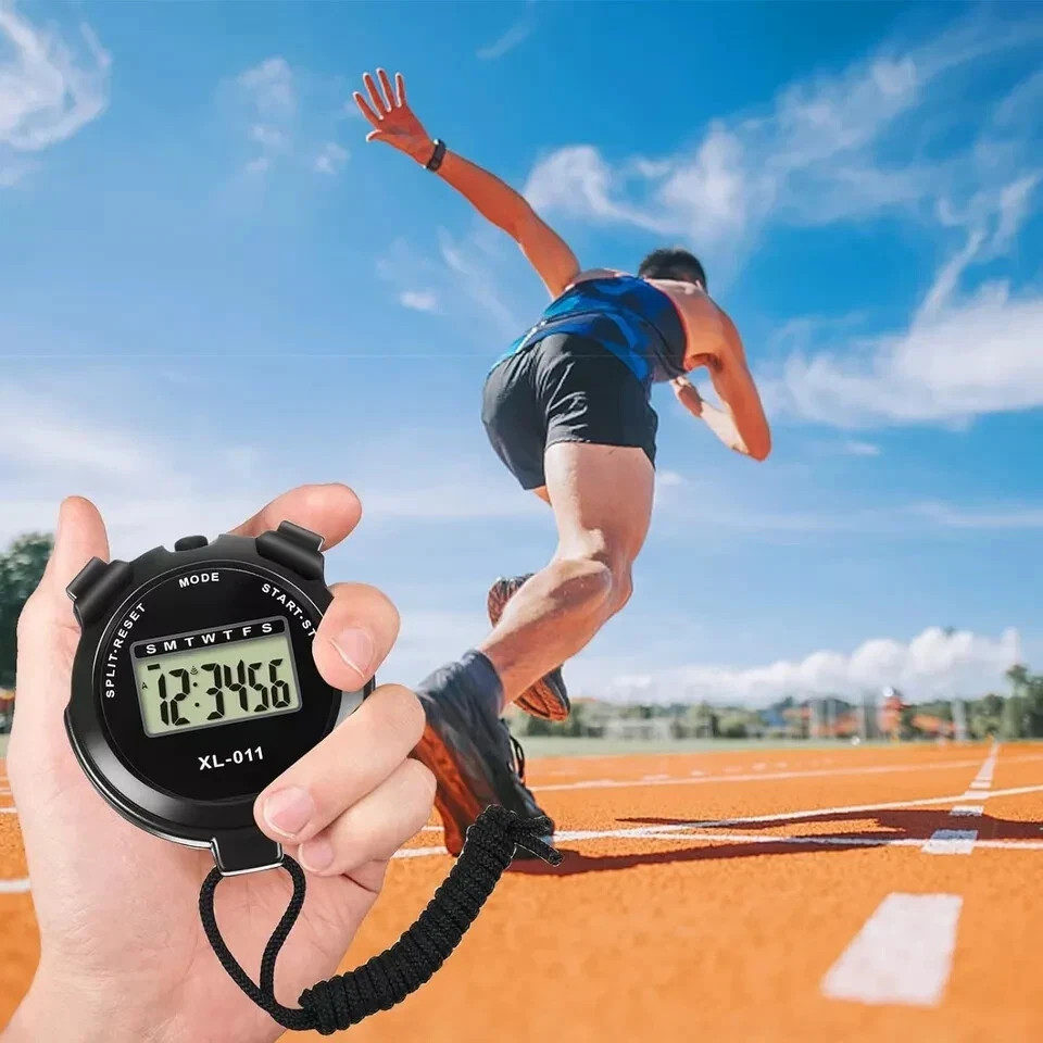 Digital Handheld Sports Stopwatch Stop Watch Timer Alarm Counter UK ...