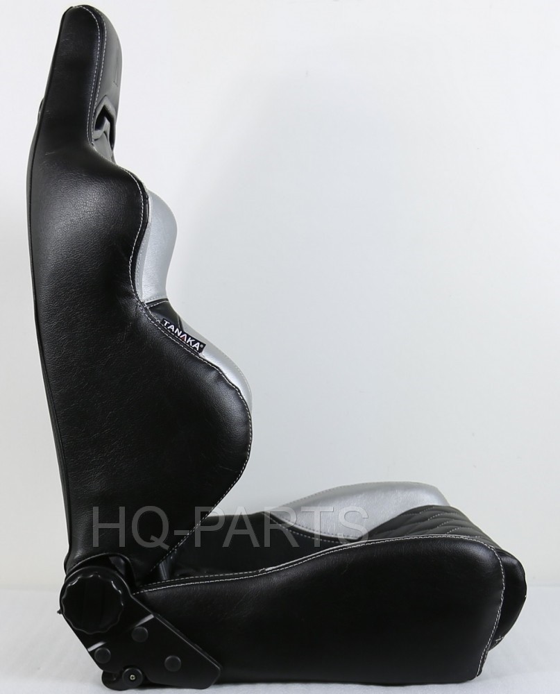 2 X TANAKA BLACK & SILVER PVC LEATHER RACING SEATS DIAMOND STITCH FITS ...