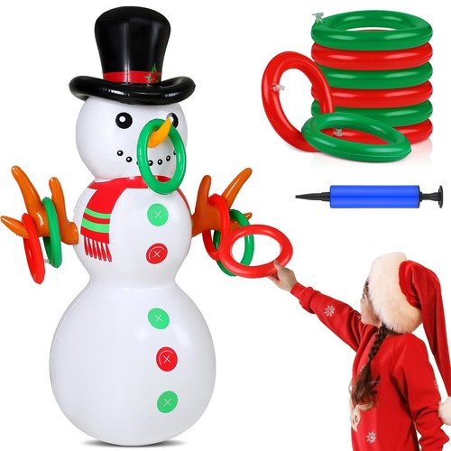 Leitee Snowman Ring Toss Game Inflatable Christmas Party Toss Game ...