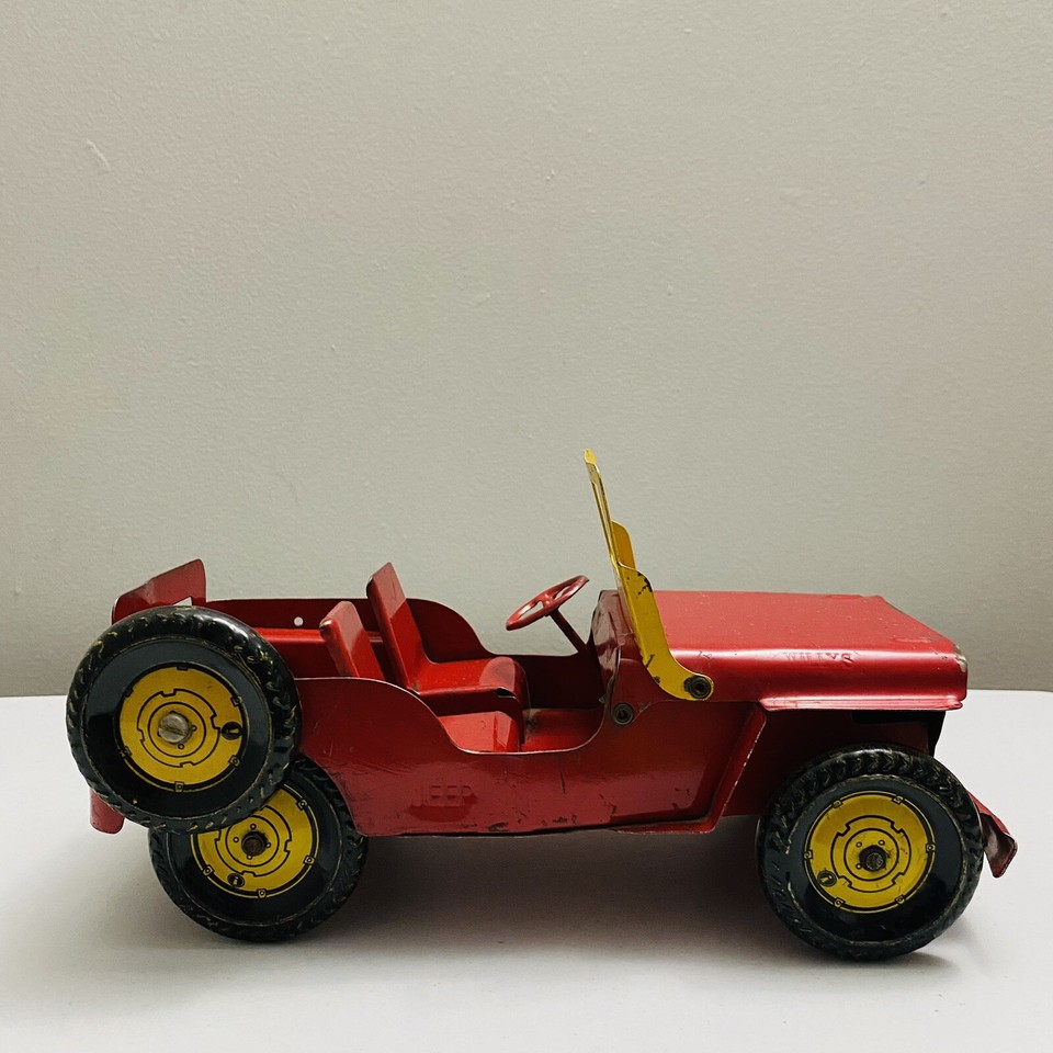 Vintage MCM 1940's Louis Marx Co. Pressed Steel Willy's Jeep Folding ...