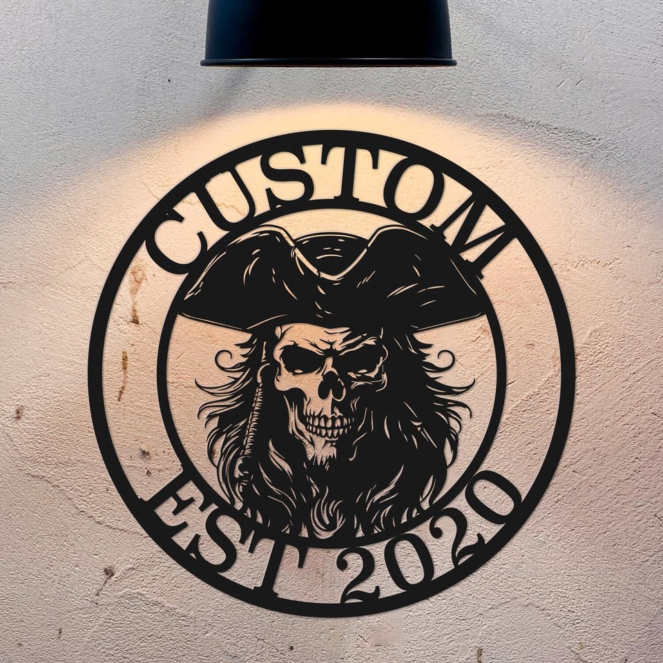 Personalized Pirate Skull Metal Sign, Custom Name Wall Art Decor | eBay