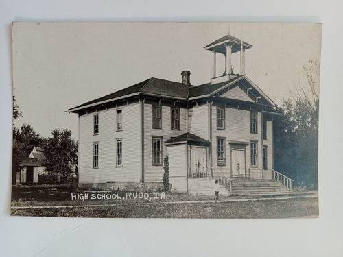 RUDD IOWA REAL PHOTO POSTCARD 1910 FLOYD COUNTY PUB L.L. COOK SCHOOL ...