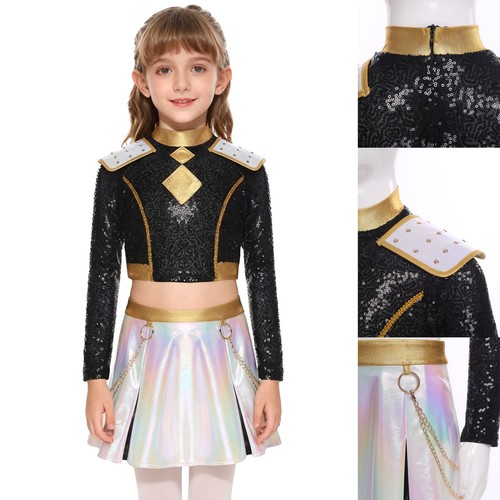 Kids Girls Dress Up Music Demon Outfit Singer Costume Set Rock ...