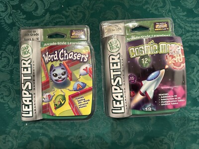 2 Games Leapfrog Leapster Learning Game System Cosmic Math and Word ...