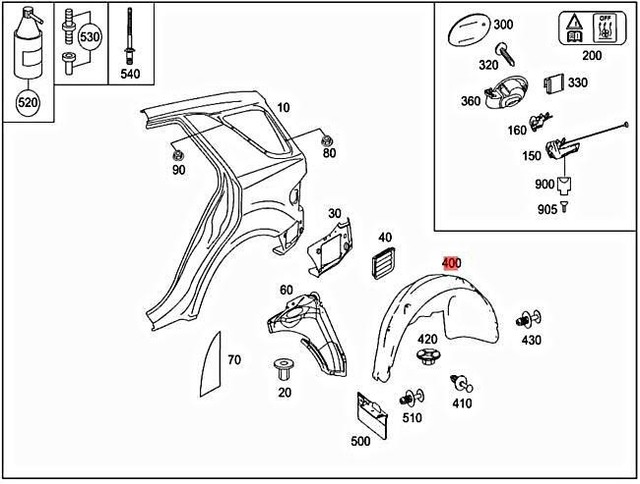 MERCEDES Mercedes-Benz OEM Ml350 Quarter Panel-wheelhouse Liner Right ...