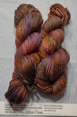 2 Skeins Handpainted Superwash Worsted Wool Yarn Knit Weave USA NWT ...
