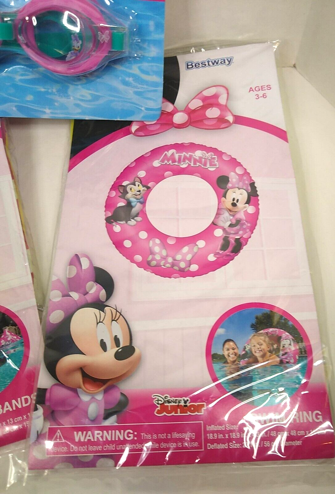 Disney Minnie Mouse & Figaro Swim Goggles Swim Ring Arm Floats New 3 ...