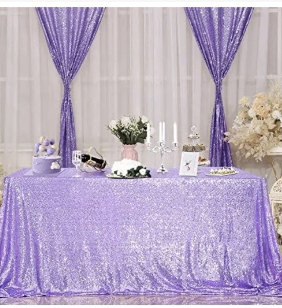 Lilac Sparkle Tablecloth Wedding Glitter Tablecloths Table Decorations ...