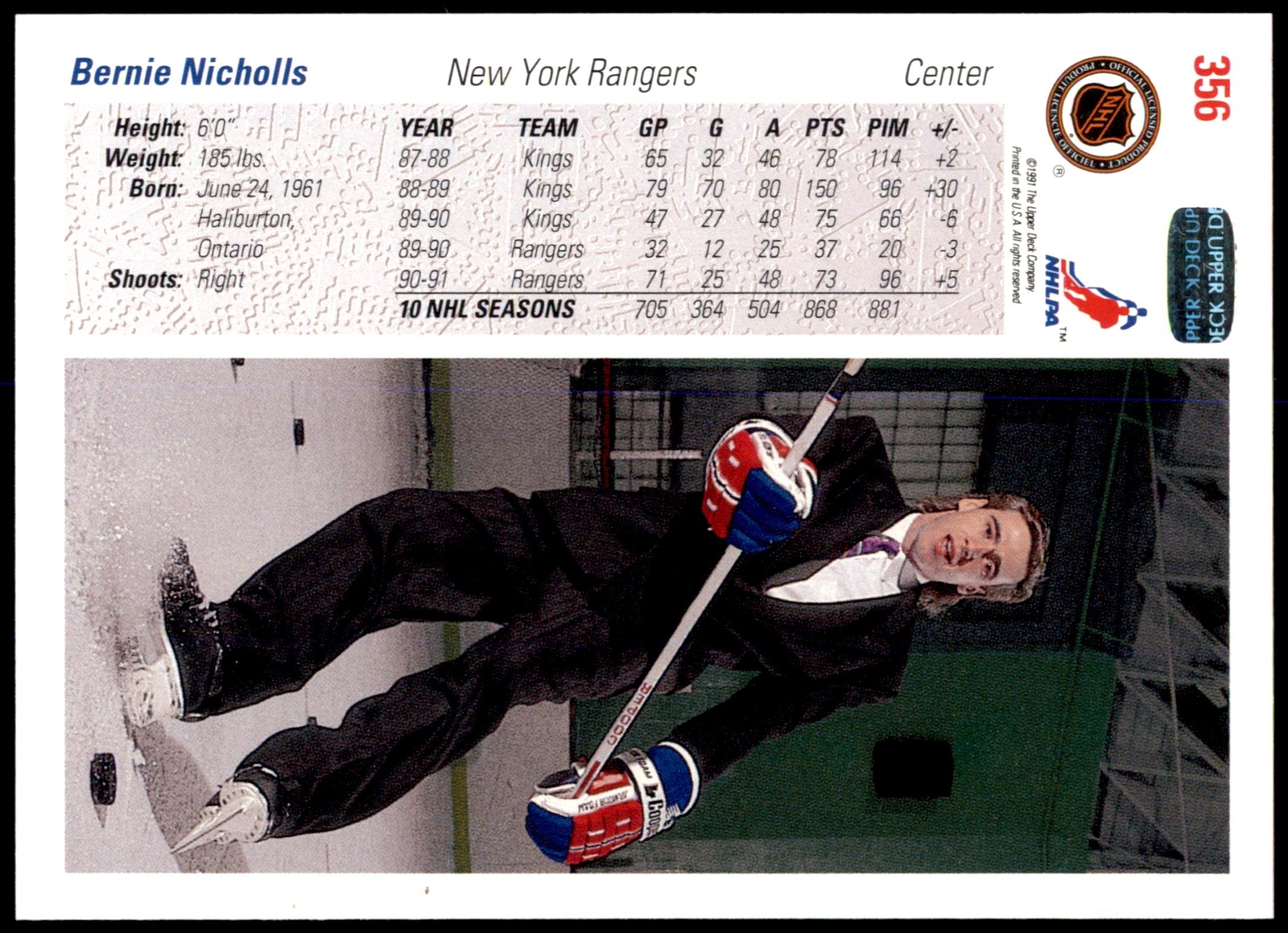 Bernie Nicholls #356b 1991-92 Upper Deck | eBay