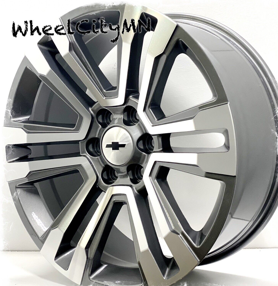 22" Gunmetal Machine OE 5822 Replica Wheels fits 2020 Chevy Tahoe ...