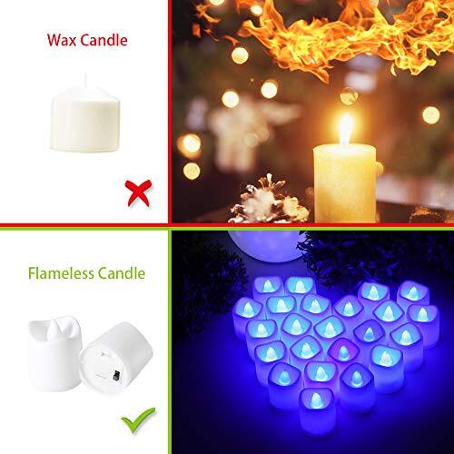 Blue Light Candles Romantic Led Blue Candles 24 Packs Flameless Blue ...