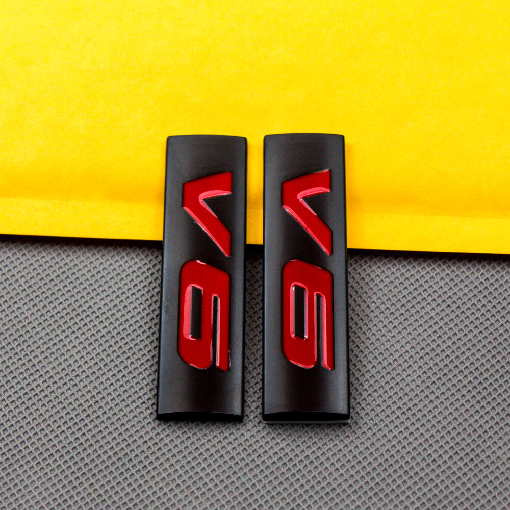 2x Black & Red V6 Engine Metal Emblem Rear Trunk Fender 4wd Sport Badge ...