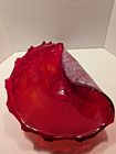 Krosno Jozefina Art Glass Crimson and White Shell Centerpiece Bowl ...