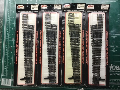 Lot of 4 HO Atlas Custom Line #6 “Mark 3” Turnouts Nickel Silver Code ...