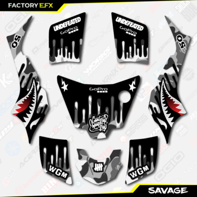 Gray Savage Racing Graphics Kit fits Suzuki LT50 All Years ATV Decals ...