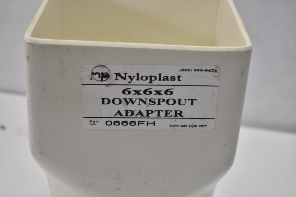 NyloPlast Downspout Adapter 6 x 6 x 6 White PVC Durability ADS Pipe ...
