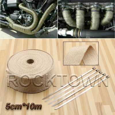 10M Creamy White Lava Exhaust/Header Pipe HeatShield Wrap Car ...