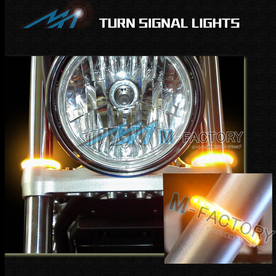 Amber Fork LED Turn Signals Light For Universal Motorcycle x2 | eBay