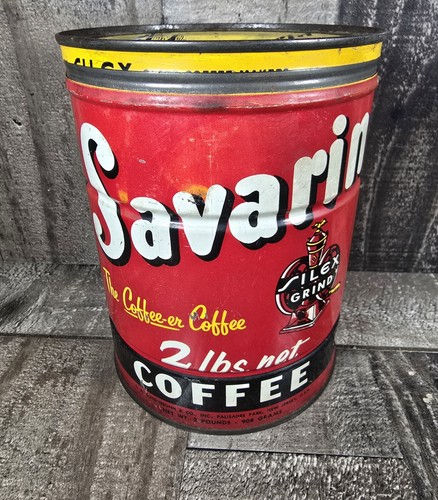 Vintage Savarin Coffee Can Tin Red 2 Pound Can ~ Great Graphics ...
