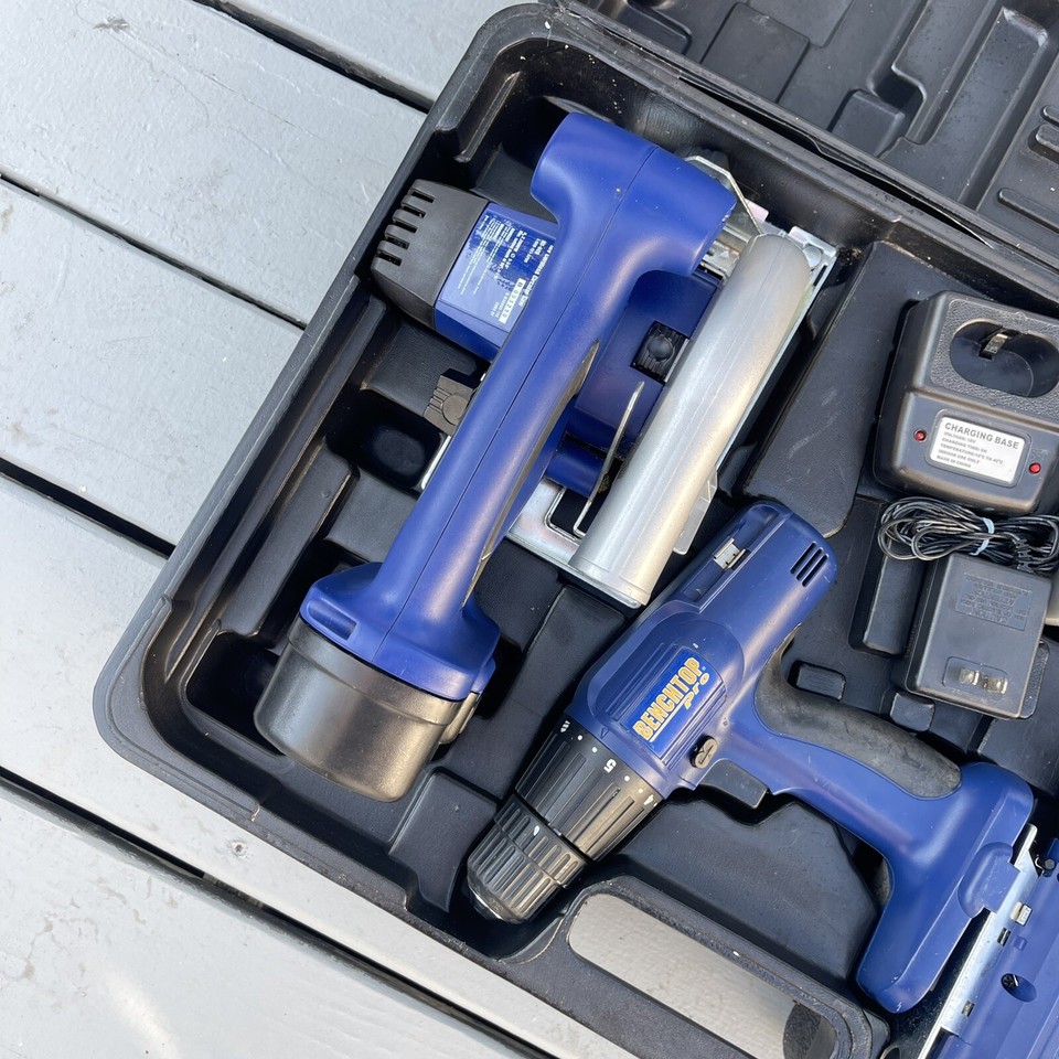Benchtop Pro Battery Power Tools Set w/ Sander Drill,Jigsaw,Charger ...