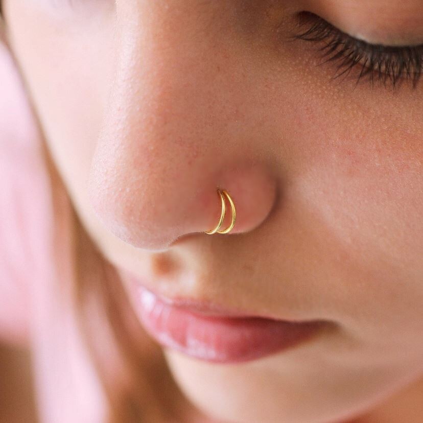 Surgical Steel 16G Double Stack Nose Ear Hinged Ring Clicker | eBay