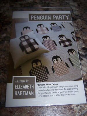 Quilt Pattern PENGUIN PARTY Moda ELIZABETH HARTMAN Quilt + Pillow 2 ...