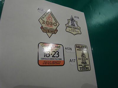 Vintage Raleigh Industries tubing decals. CHOICE for Raleigh, BSA ...