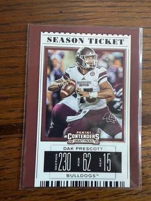 2019 Panini Contenders Draft Tickets Season Ticket Dak Prescott #25 MSU ...