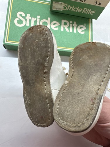Vintage 1980s Babies Stride Rite Jenny 5e White Leather Lace Up Shoes ...