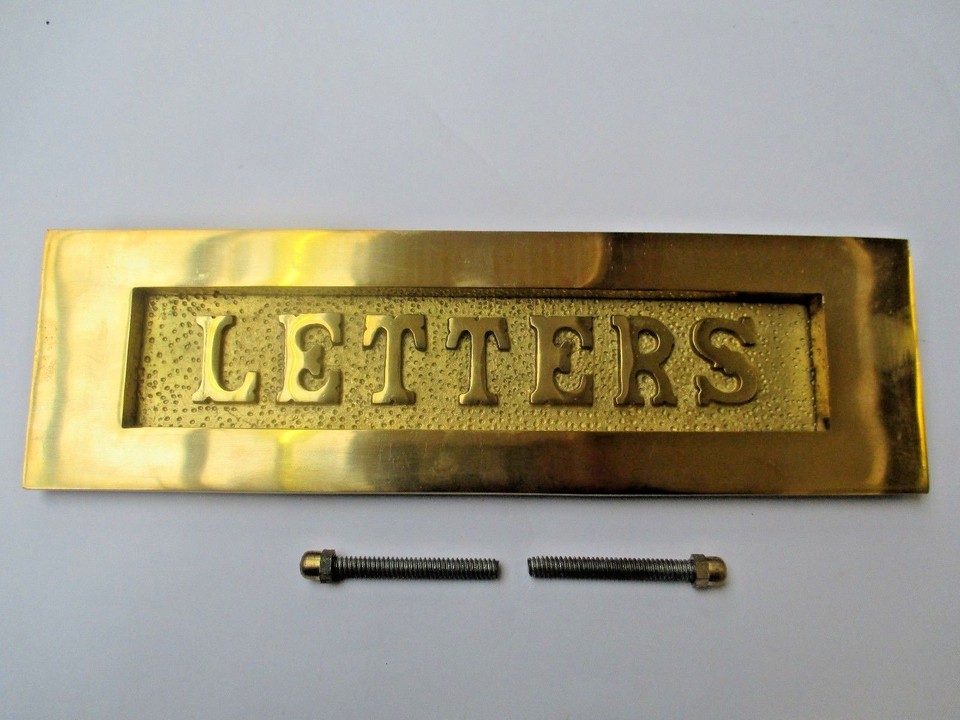Sprung solid brass Vintage period home letter box postal plate cover ...