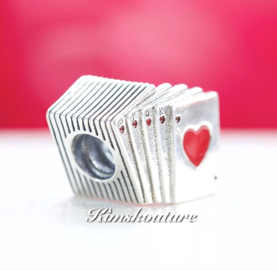 Authentic Sterling Silver Playing Cards Charm, Red & Black Enamel ...