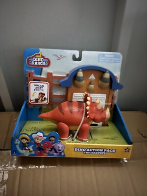 Dino Ranch Triceratops Dino Action Pack Fence Barn Dinosaur Playset New ...