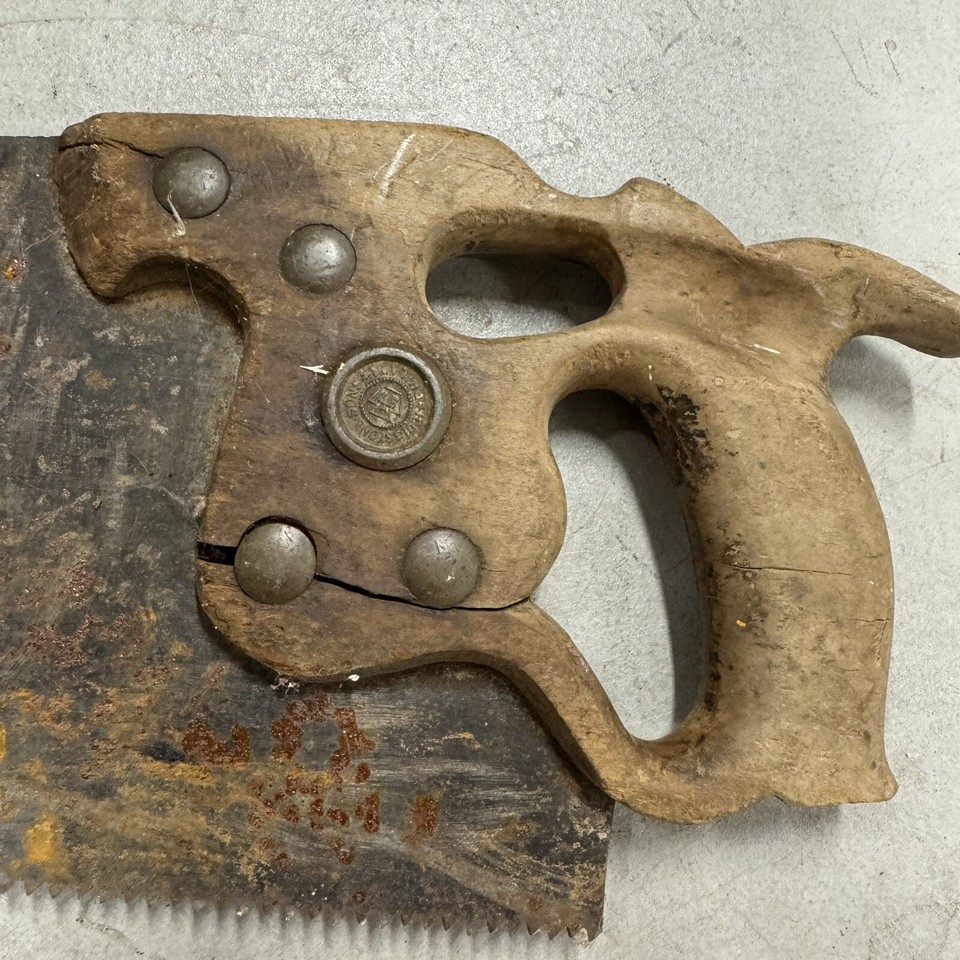 Vintage Henry Disston and Sons D8 5 TPI Hand Rip Saw Thumb Hole USA READ - LN | eBay