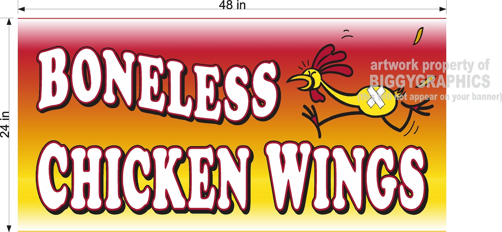 2' X 4' VINYL BANNER BONELESS CHICKEN WINGS FUN DESIGN! BIG SIGN | eBay