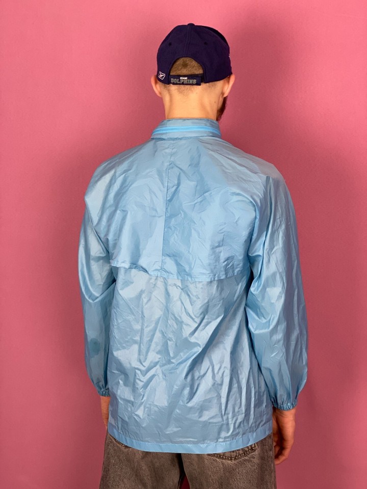 90s Adidas Originals Vintage Men's Rain Jacket M Blue Nylon Raincoat ...