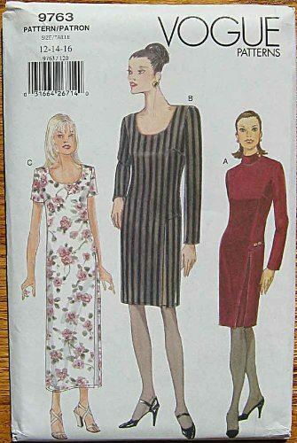 Vogue Sewing Pattern 9763 Misses Semi-Fitted Dresses Sizes 12-14-16 | eBay
