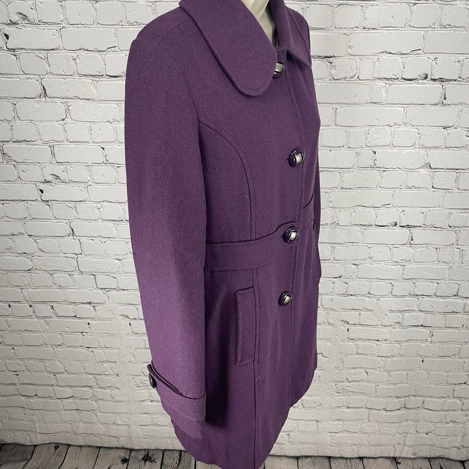 Tulle Anthropologie Purple Wool Blend Collared Lined Overcoat Size ...