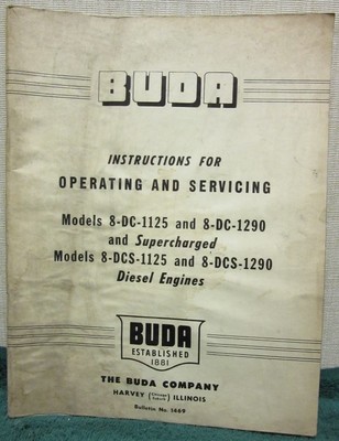 Buda Diesel Operating & Service Supercharged & Diesel Manual No. 1427-A ...