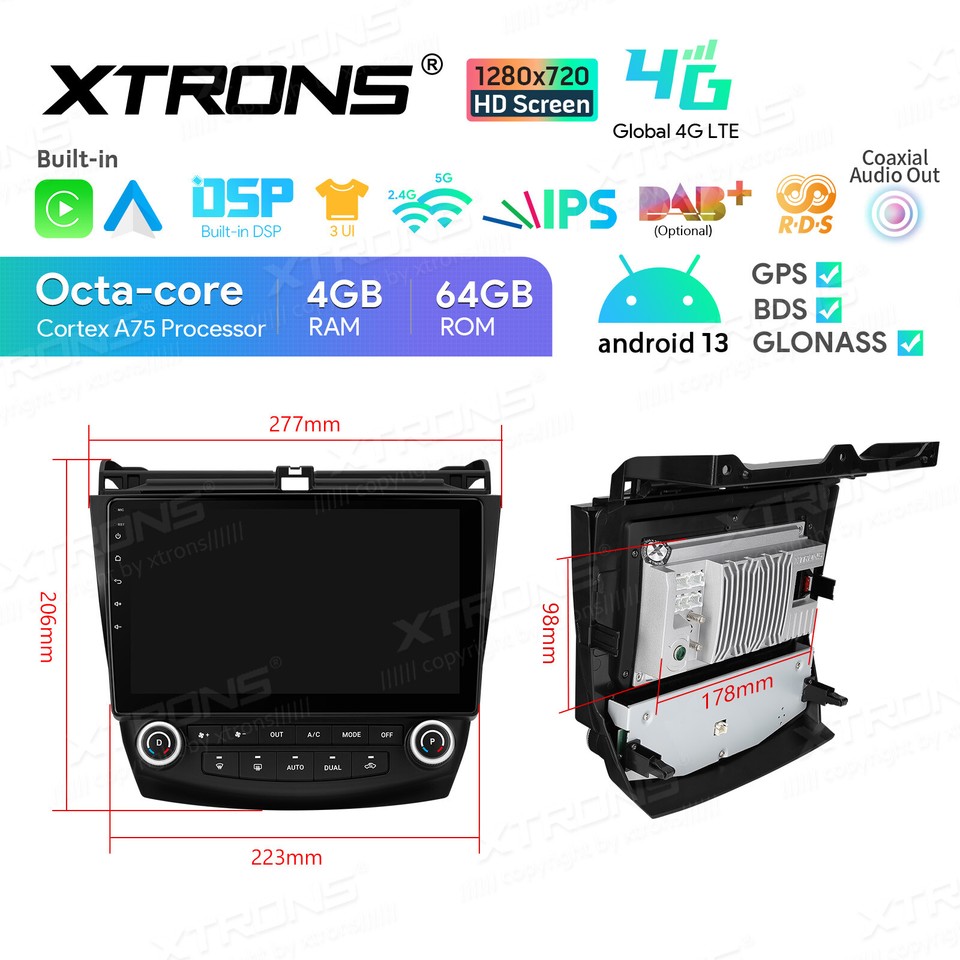 10.1" Android 14 Octa Core 4+64GB Car GPS Stereo Radio WIFI For Honda ...