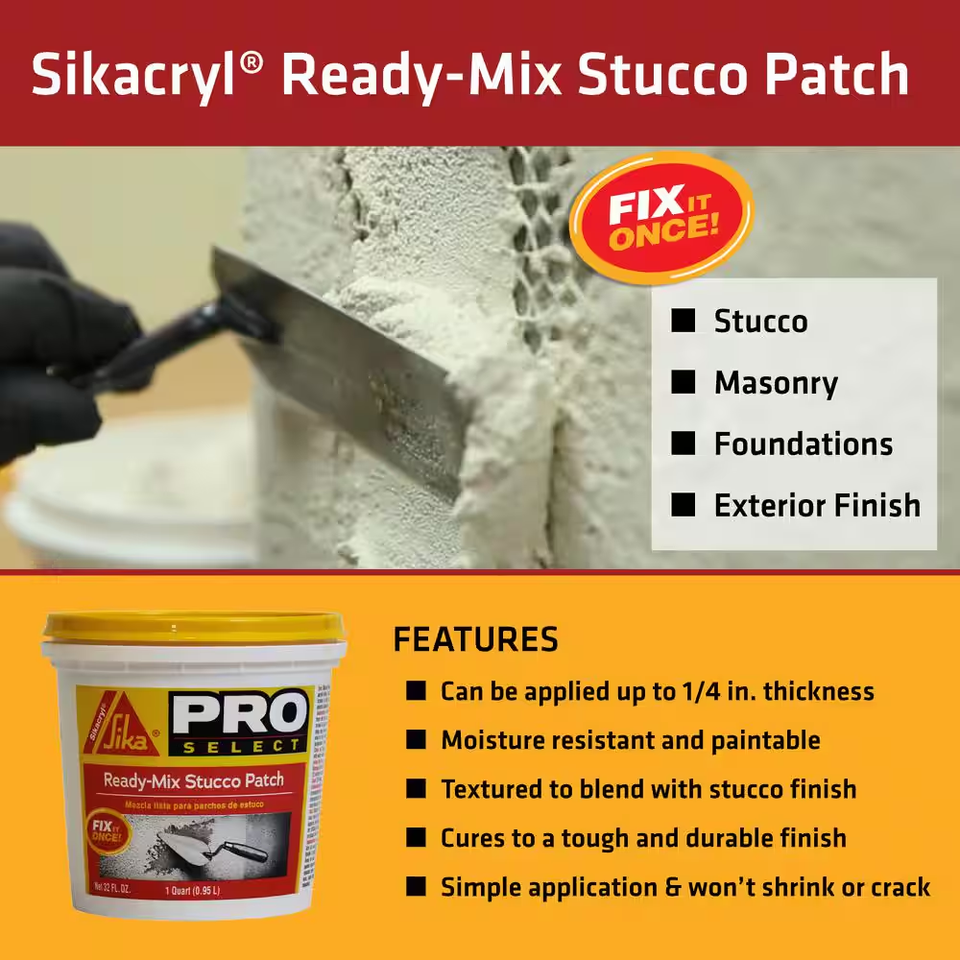 1 Qt. Ready-Mix Stucco Patch and Repair, Textured Stucco Patch | eBay