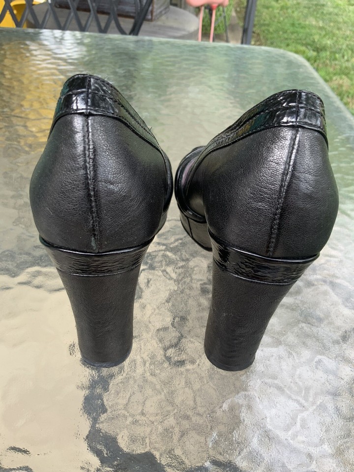 Taryn Rose Womens Black Shoes Size 7 Patent Leather Open Toes Wedge ...