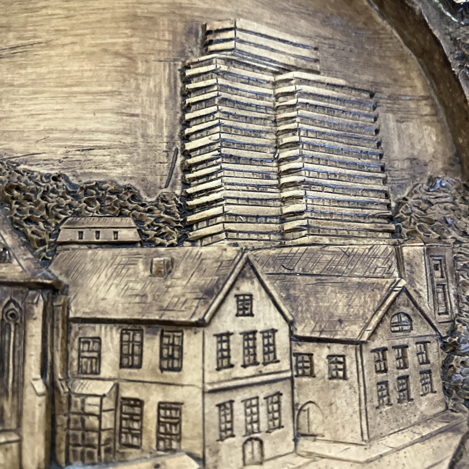 Vintage Kaiserslautern Hand Carved Wood Wall Plaque Germany Black ...