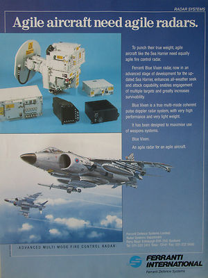1/1989 PUB FERRANTI DEFENCE SYSTEMS RADAR BLUE VIXEN SEA HARRIER ...