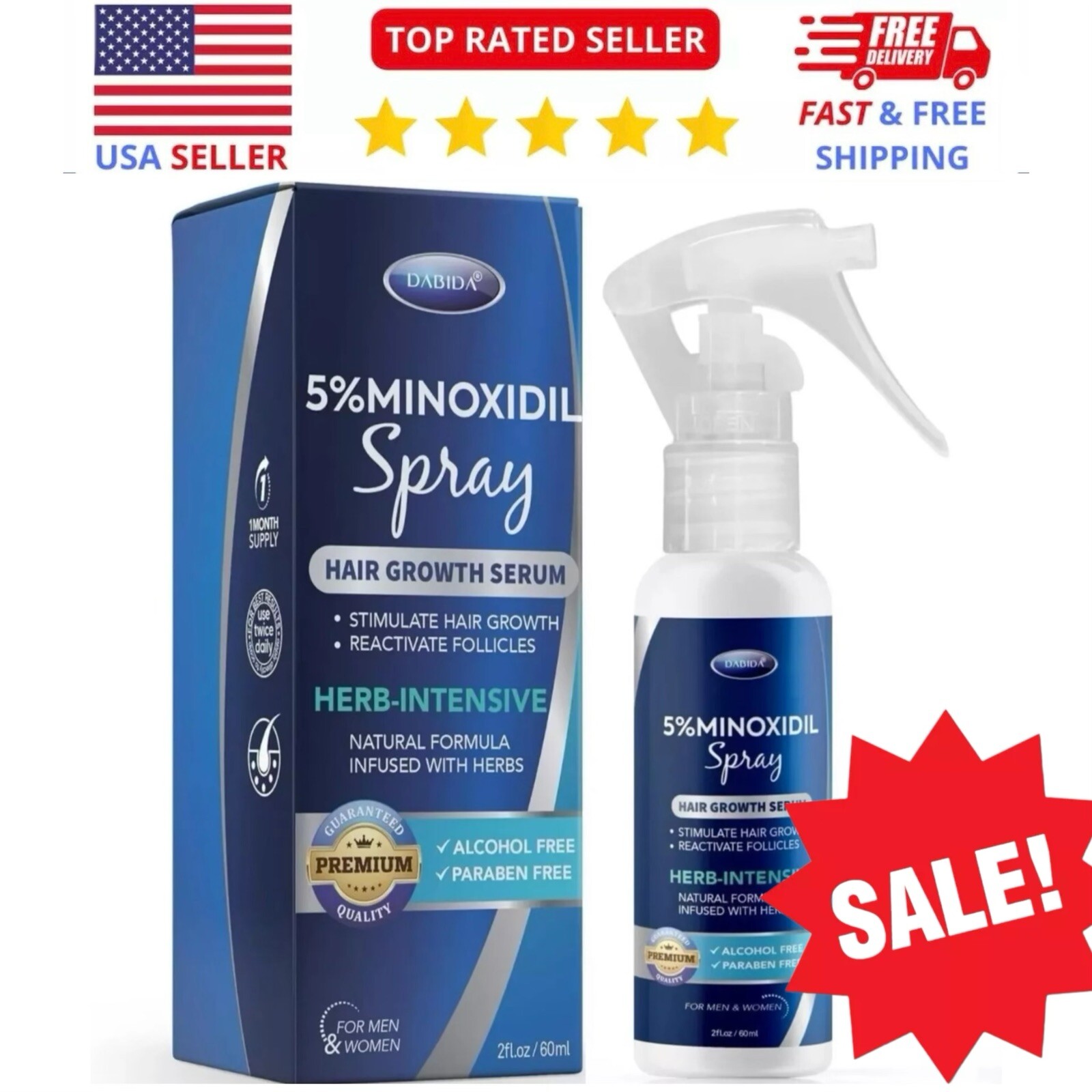 Hair Growth Spray - Max Str 5% Minoxidil (generic Rogaine) 2 fl oz ...