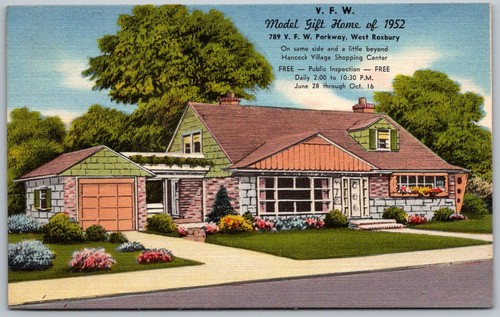 West Roxbury Massachusetts 1952 Postcard Christmas Model Gift Home | eBay