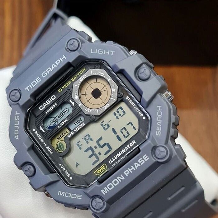 Casio WS-1700H-8A Digital Gray Heavy Duty Design Moon Phase Men's Sport ...