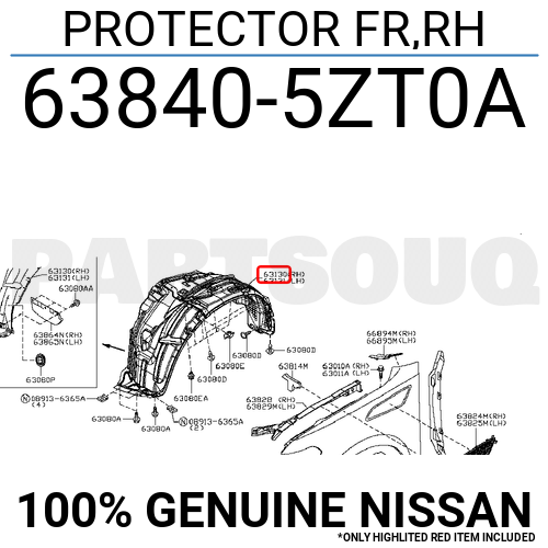 638405ZT0A Genuine Nissan PROTECTOR FR,RH 63840-5ZT0A | eBay