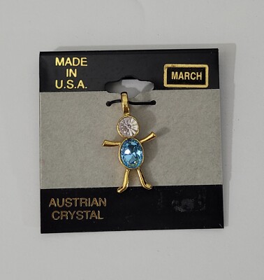 Austrian Crystal March Birthstone Person Shaped Necklace Charm - Charm ...