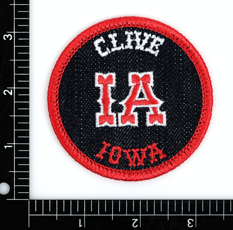 Clive Iowa Embroidered Patch Black/Red Iron-On Sew-On Jacket Hat ...